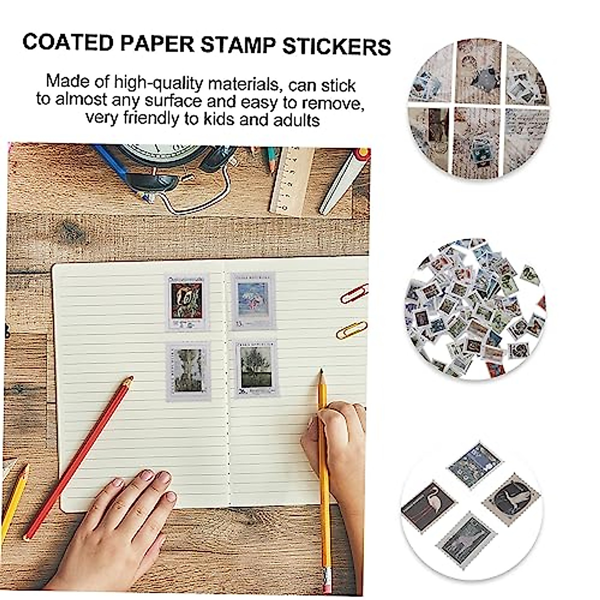 Tofficu 6 Packs Paper Stamp Sticker Scrapbook Stamp Sticker Photo Scrapbook Stamp Decal Scrapbooking Masking Tape Scrapbook Sticker Adhesive Decoration Sticker Photo Corner Plant Travel