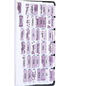 DIVERSEBEE Laminated Bible Tabs (Large Print, Easy to Apply), Bible Study Journaling Supplies, 77 Bible Index Book Tabs for Women, Bible Accessories, Includes 11 Blank Tabs - Amethyst Theme