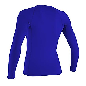 O'NEILL Wetsuits UV Sun Protection Womens Basic Skins Long Sleeve Crew Sun Shirt Rash Guard, Tahitian Blue, Small