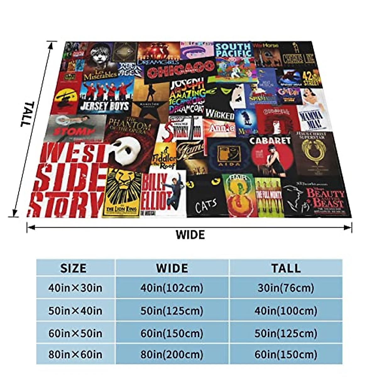 Movie Musicals Throw Blanket 50"X40" Lightweight Cozy Bed Blankets for Soft Bedding,Couch,Chair,Sofa,Bed for Room Suitable All Season
