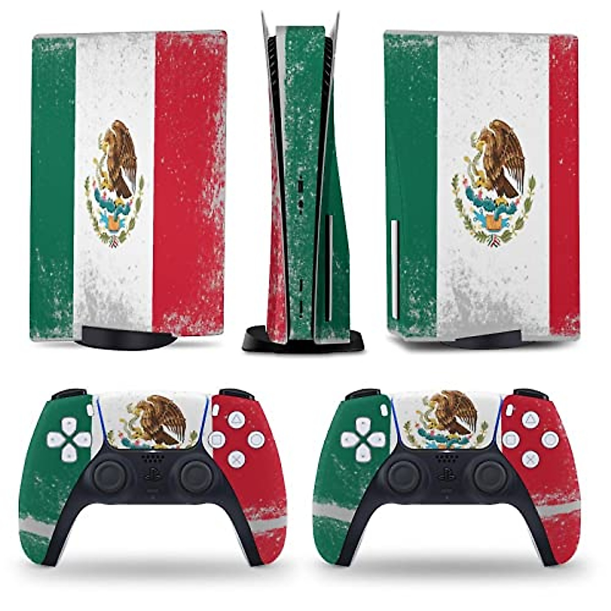 AoHanan Flag of Mexico PS5 Skin Console and Controller Anime Vinyl Cover Sticker Full Set for Playstation 5 Disc Edition