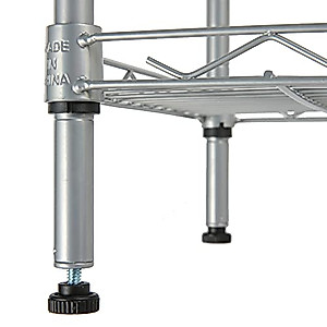 BATHWA 6-Tier Metal Wire Rack, Free Standing Shelving Unit, Adjustable Heavy Duty Storage Shelves for Kitchen Organization, with Leveling Feet and Stainless Side Hooks, Silver