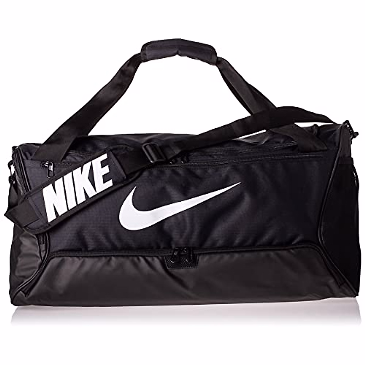 Nike Brasilia Training Medium Duffle Bag, Durable for Women & Men with Adjustable Strap, Black/Black/White
