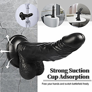 Black Silicone Strong Suction Cup for Hands-Free Realistic Classic Wand of 8 inches Size Silicone Material, The Design Conforms to The Human Body Shape and Curve
