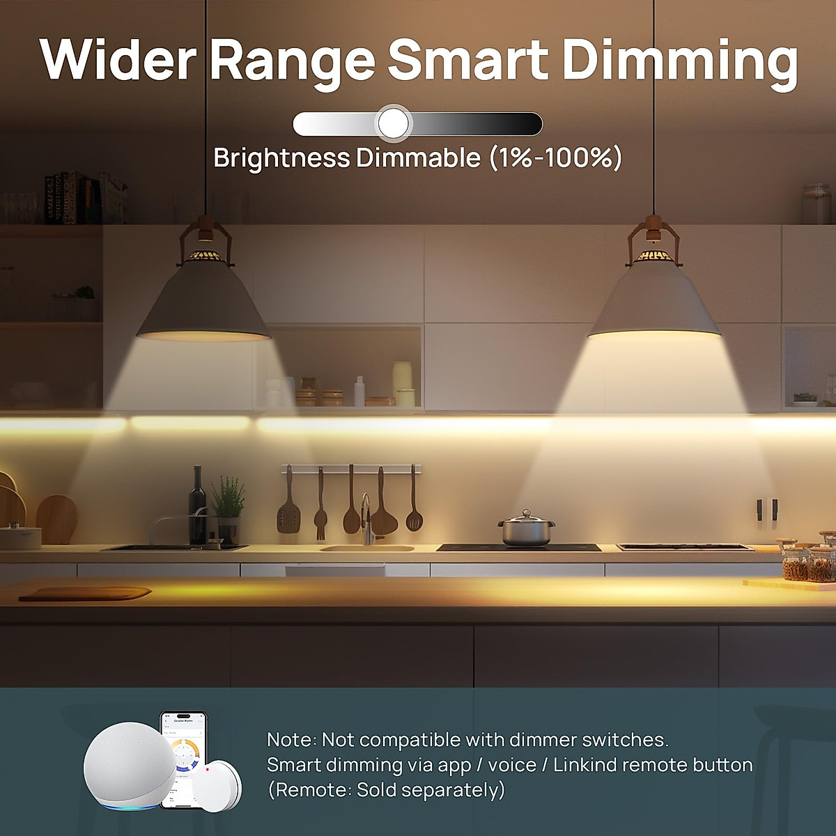 Linkind Smart Light Bulbs, Soft White to Daylight Tunable (2700K-6500K), Alexa Light Bulbs, Work with Alexa & Google Home, CRI>90, 2.4GHz Wi-Fi & Bluetooth LED, A19 E26, 800LM, 60W Equivalent (4-Pack)