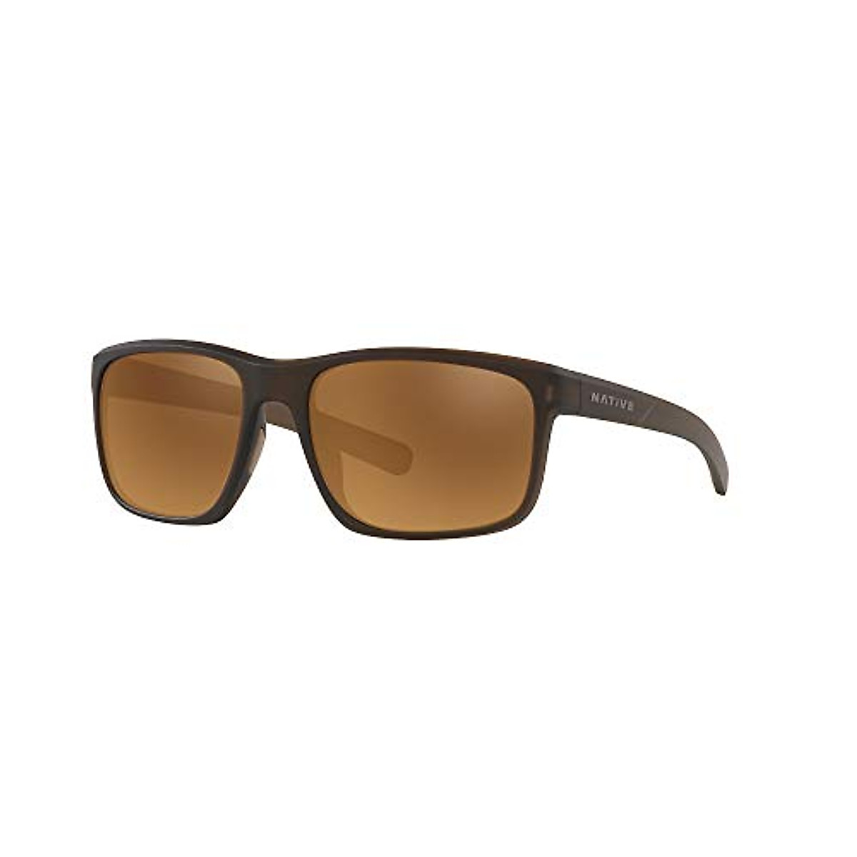 Native Eyewear Wells Polarized Rectangular Sunglasses, Matte Brown Crystal/Bronze Reflex, 58 mm