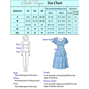 Short Sleeve Elegant Cocktail Party Dress 1950s Retro Square Neck Smocked Waist Tiered Layered Dress Light Blue XL