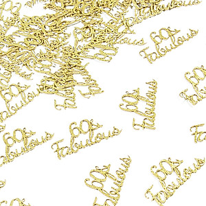 Happy 60th Birthday Confetti Glittery 60&fabulous Birthday Decorations Gold Table Scatters for Wedding Anniversary Decor Supplies 100PCS
