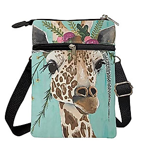 FOR U DESIGNS Cellphone Crossbody Purse for Women Mint Green Shoulder Bag Purse Bags Giraffe Print Crossbody Tote Bags Zipper Travel Handbags