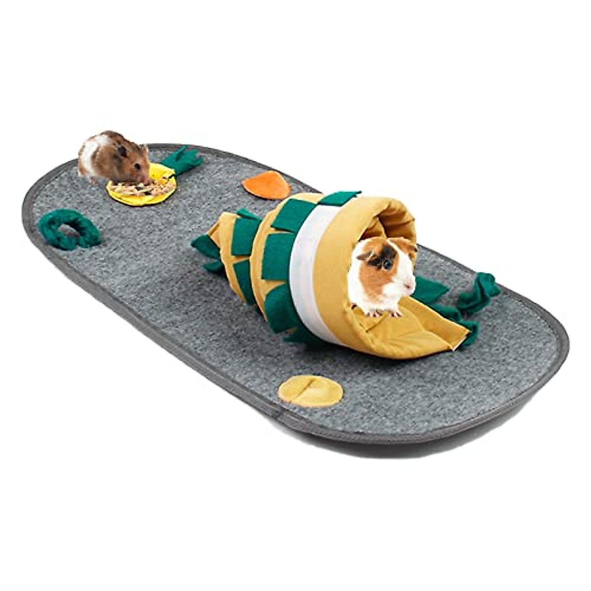 Guinea Pig Foraging Mat Rabbit Sniffing Pad Bed Treat Dispenser Small Animal Funny Interactive Nosework Feeding Blanket for Bunny Hamster Mice Ferret Chinchilla