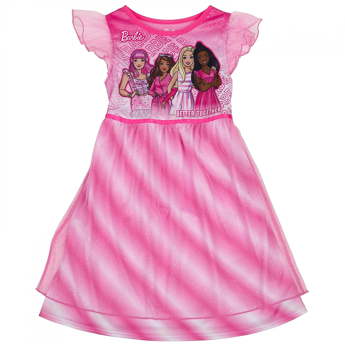 Komar Kids Barbie Better Together Girl's Dressy Gown (Size 8) Pink