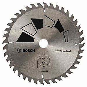 Bosch 2609256 B56 Standard Carbide Circular Saw Blade with 40 Teeth – 184 mm in Diameter – 20 mm Bore (2.2 mm with Reduction Ring) – 1.6 mm Cutting Width