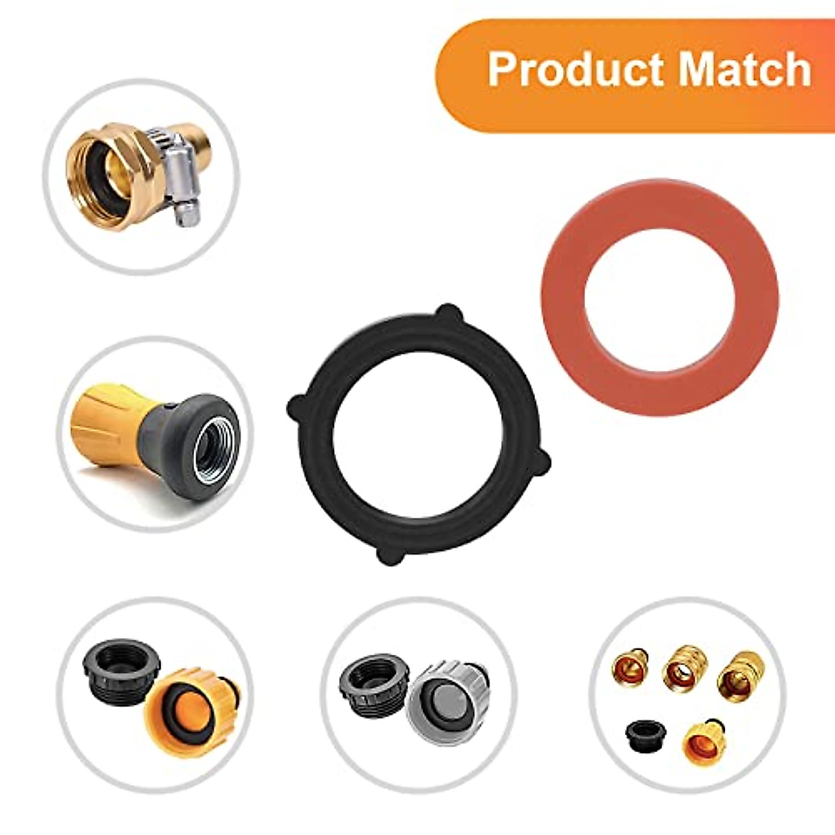 Garden Hose Washer Heavy Duty Rubber Washer Seals Fit All Standard 3/4 Inch Garden Hose and Water Faucet Fittings