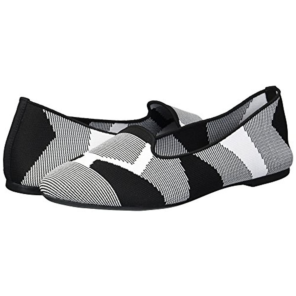 Skechers Women's Cleo-Sherlock-Engineered Knit Loafer Skimmer Ballet Flat, Black/White, 8.5 M US