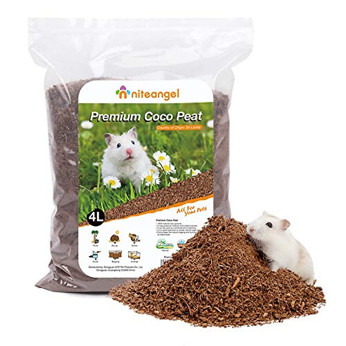 Niteangel Natural Coco/Cork Hamster Bedding Pet Litter for Dwarf Syrian Hamsters, Gerbils, mices, Degus or Other Small Animal