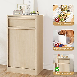 CABIHOME Tilt Out Trash Cabinet, Hidden Trash Cabinet with 10 Gallon Storage, Pet-Proof Freestanding Garbage Can Cabinet Laundry Hamper for Kitchen Dining Room