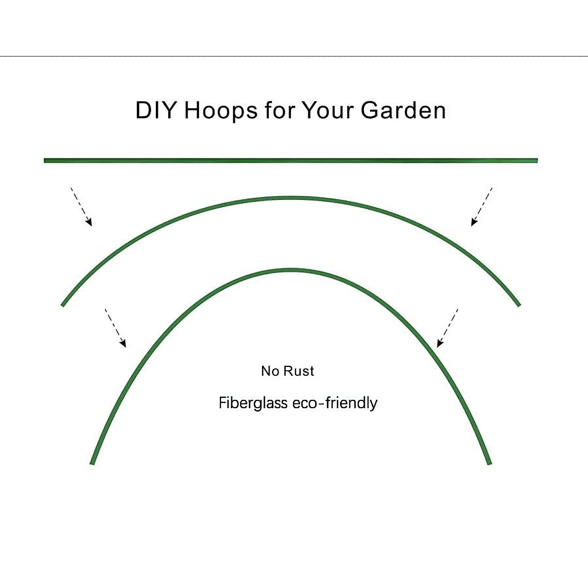 Garden Hoops for Raised Beds Hoop House Greenhouse Super Hoops for Garden Netting Garden Hoops for Row Cover Hoops for Garden Beds Fiberglass 6.56ft 6pack ONE Piece Design