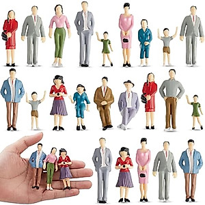 Namalu 14 Pcs 1: 25 Scale Miniature People Figurines Mini Architectural Plastic Figurines Dollhouse People Mini People Figures Painted Standing and Seat People for Miniature Scenes