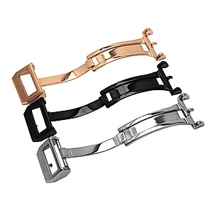 Richie strap] 18mm Quality Swiss 316L Stainless Steel Deployment Buckle Fits for IWC Pilot's Portuguese Clasp (Silver)