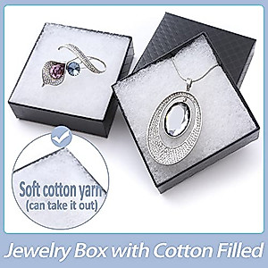 FAUVISLOVE 20-pack Cotton Filled Cardboard Paper Jewelry Box Gift Case,3.5 X3.5x1 Inch Glossy Black Jewerly Box For Necklaces And Bracelets.small Gift Boxes With Lids For Jewelry Gift Packaging.