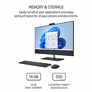 HP Pavilion 31.5 inch All-in-One Desktop PC, Intel Core i5-12400T Processor, Intel UHD Graphics, 16 GB RAM Memory, Windows 11 Home Operating System (32-b0010, Sparkling Black)