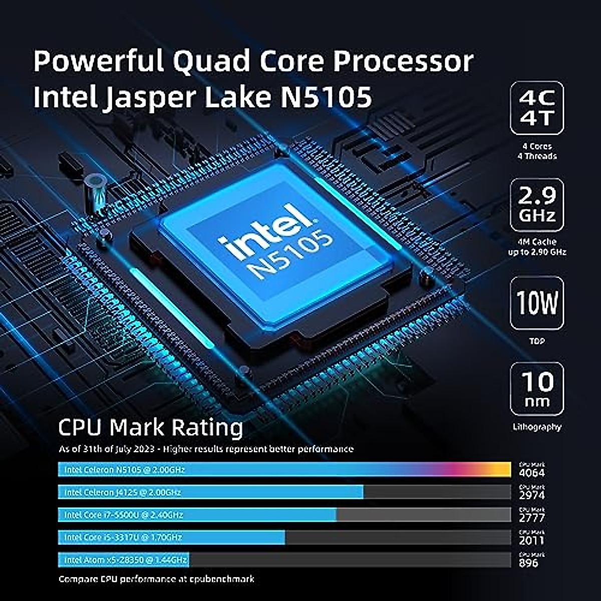 MeLE Fanless Mini PC QuieterHD3 Celeron N5105 16GB 512GB Windows 11 Pro Micro Computer Small Desktop Servers with Gigabit Ethernet WiFi 6 PXE Dual HDMI 4K Unlock BIOS on Industrial Webcast Office