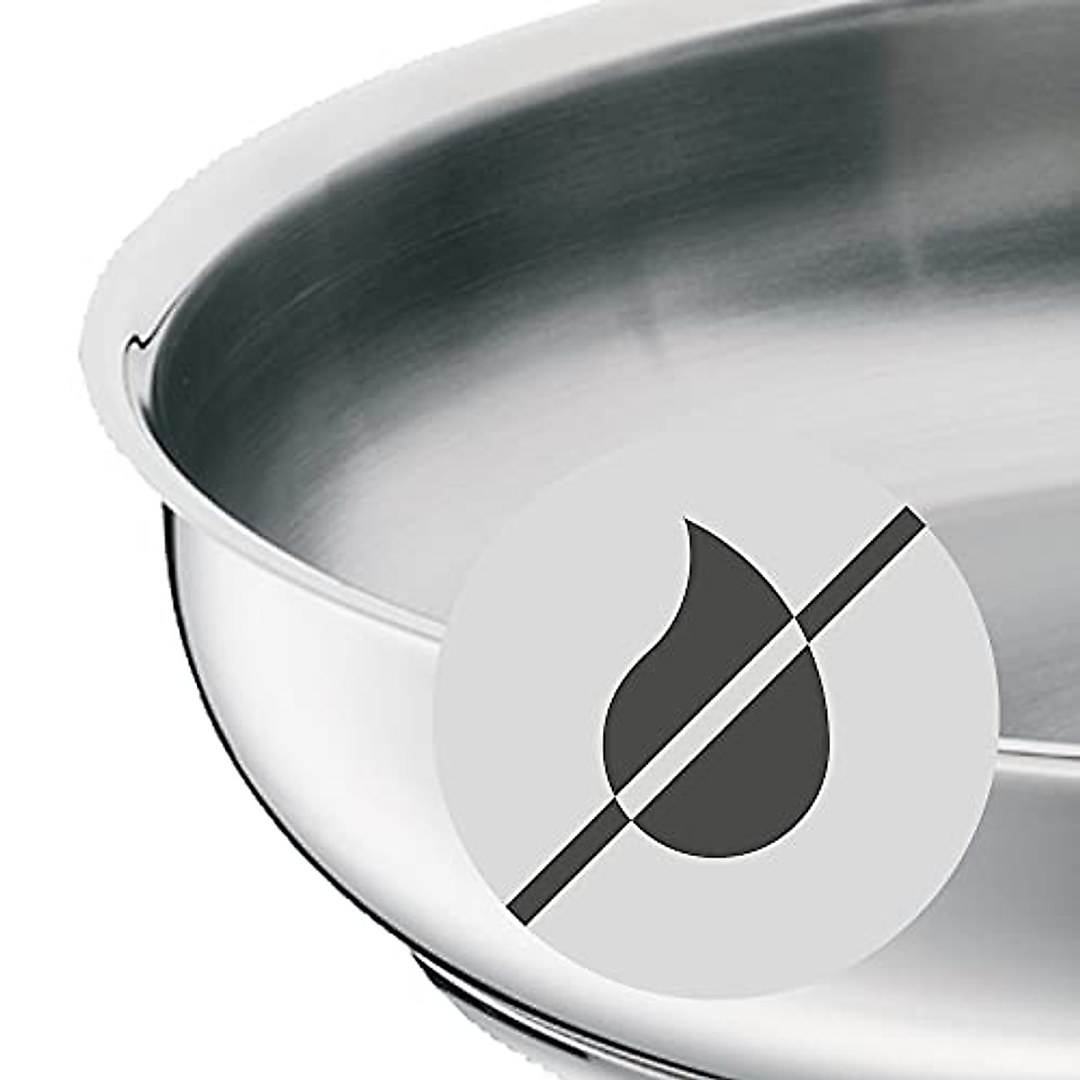 WMF Frying pan uncoated Ø 20cm Profi Made in Germany Pouring Rim Stainless Steel Handle Cromargan Stainless Steel Suitable for Induction Dishwasher-Safe