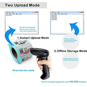 2D Wireless Barcode Scanner,Symcode Datamatrix PDF417 QR Code Handheld Reader for Screen and Printed Bar Code Scan, Works with Windows Mac and Linux PC POS