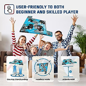 Trulloyoo Remote Control Drone for Beginners，RC Quadcopter Aircraft for Adults & Kids, B21 Fighter 2.4GHz 4-Channel Stunt Planes Airplane Toys with LED Lights, Birthday Boys Girls (Blue)