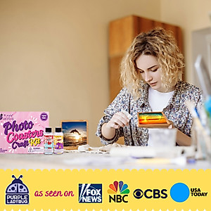 PURPLE LADYBUG Make Your Own Photo Coasters Craft Kit - Unique Personalized Gifts for Dad, Grandpa or Gifts for Teenage Girls - Crafts for Teens & Adults, Fun Things for Teen Girls