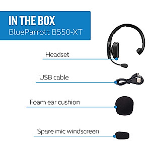 BlueParrott B550-XT Voice-Controlled Bluetooth Headset – Industry Leading Sound with Long Wireless Range, Extreme Comfort and Up to 24 Hours of Talk Time, Black