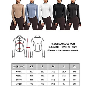 AVGO Women's Cropped Running Workout Jackets Zip Slim Fit Athletic Tops with Thumb Holes(Black, S)