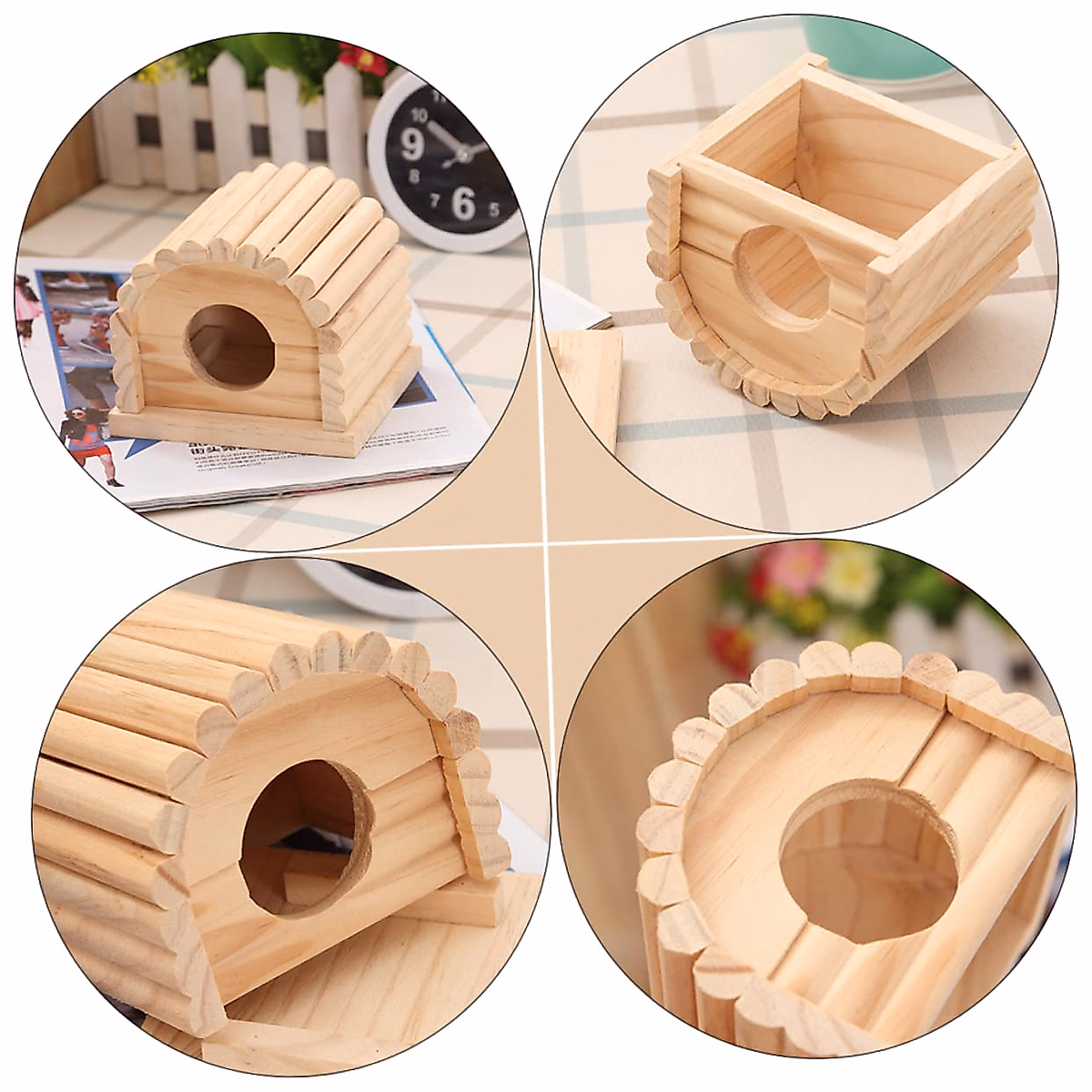Balacoo 1Pc Hamster Villa Cabin Hamster House Hamster shelter Toy Hamster Guinea Pig Ladder House Rat Hideout Hedgehog Hamster Cabin Wooden Hut Hamster cage Sleeping nest Chinchilla pet