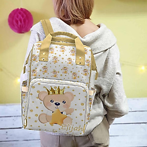 Newcos Personalized African Crown Princess with Pink Banner Diaper Bag with Name Nappy Bags Travel Casual Mummy Backpack for Mom Women