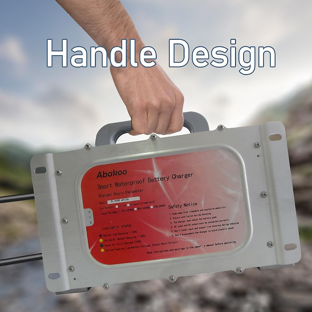 Abakoo 48V 15A RXV Golf Cart Battery Charger for Ez-Go EZgo TXT, with RXV Plug 3 Prong Connector, IP67 Waterproof