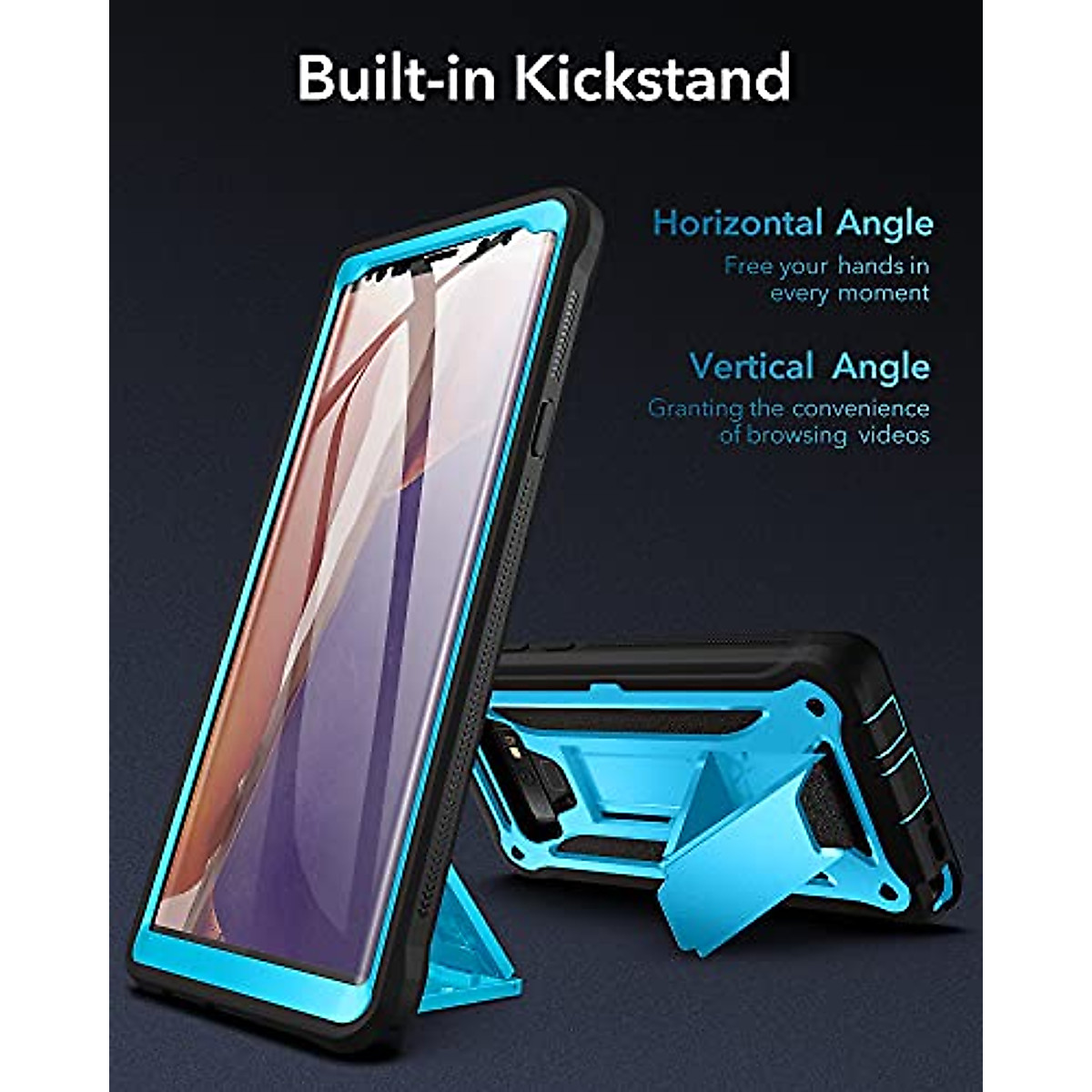 YOUMAKER Kickstand Case for Galaxy Note 9, Full Body with Built-in Screen Protector Heavy Duty Protection Shockproof Rugged Cover for Samsung Galaxy Note 9 6.4 Inch - Blue