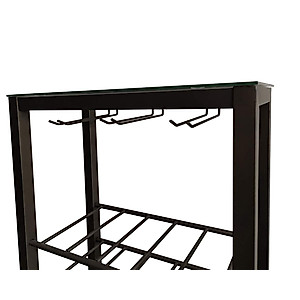 Kings Brand Furniture – Freestanding Floor Wine Rack Storage Table - Hold 20 Bottles with Glasses Holder