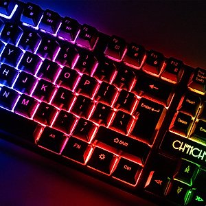 Gaming LED Backlit Keyboard and Mouse Combo CHONCHOW USB Wired Rainbow Key Board Mice Set Mechanical Feeling Compatible with PS4 PC Windows Mac Black
