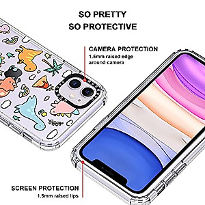 MOSNOVO Compatible with iPhone 11 Case, [Buffertech 6.6 ft Drop Impact] [Anti Peel Off Tech] Clear TPU Bumper Phone Case Cover with Cute Joyful Dinosaur Designed for iPhone 11 6.1"