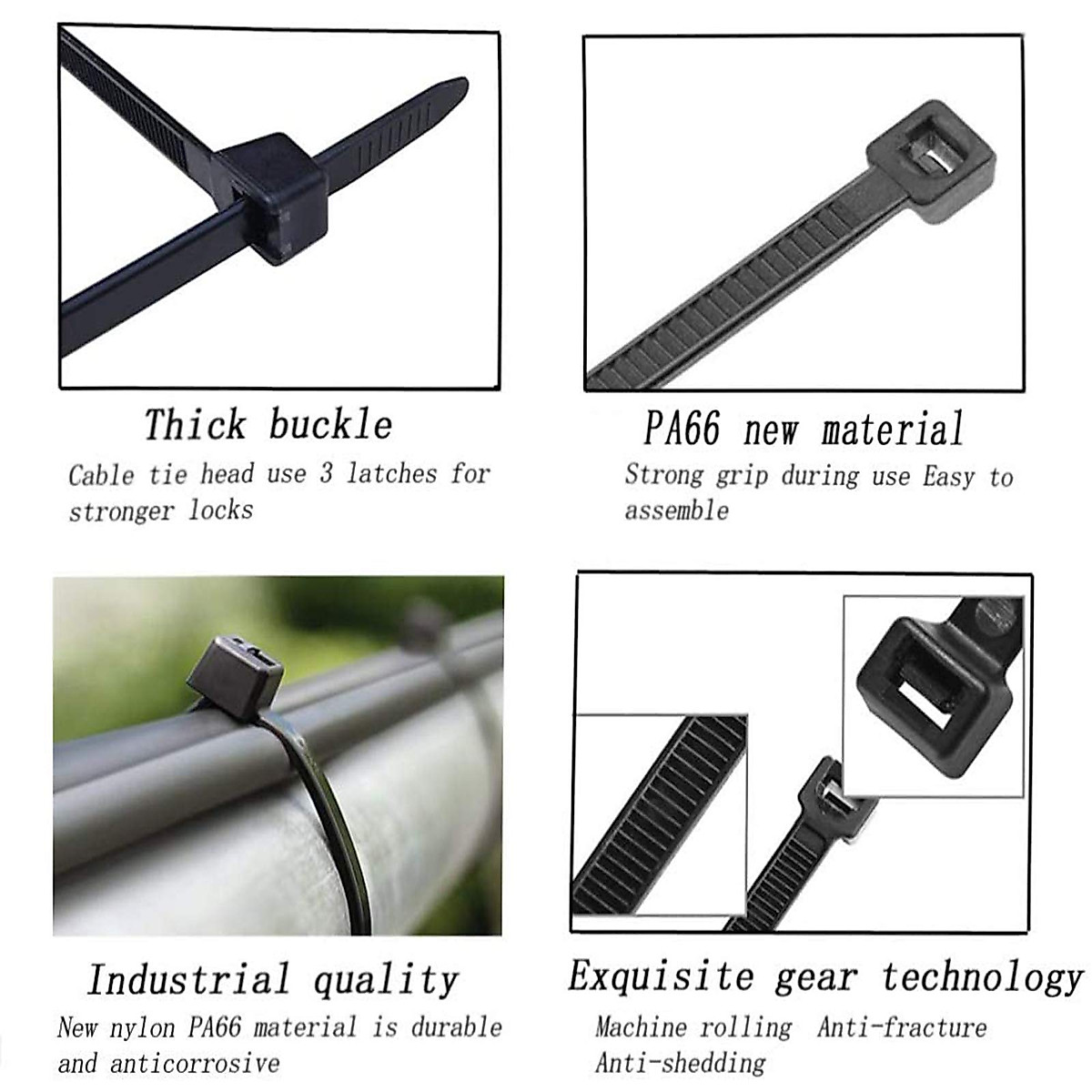 Zip Ties 16 inch Black wire ties 100 per pack Electrical Cable Ties with 60 lbs tensile Strength Suitable for Outdoor Workshop Farms