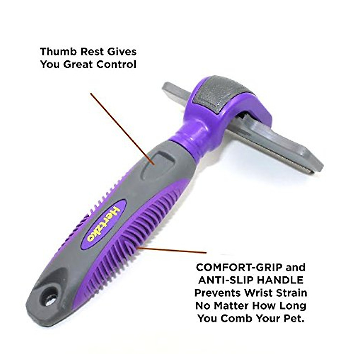 Hertzko Pet Deshedding Tool Gently Removes Shed Hair - for Small, Medium, Large, Dogs and Cats, with Short to Long Hair