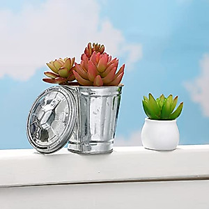 STOBOK Office Trash Cans Mini Trash Can Iron Waste Storage Bin Desktop Wastebasket Trash Can Bucket Small Flower Pot Creative Metal Pen Cup Holder Desktop Rubbish Bin with Lid Car Trash Cans