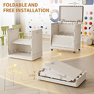 HAIXIN HOME Toy Box for Living Room Area - 130L Extra Large Toy Chest Storage Organizer - Collapsible Sturdy Toy Storage Bins with Lids and Wheels - Kids Toy Box for Boys, Girls, Nursery, Playroom