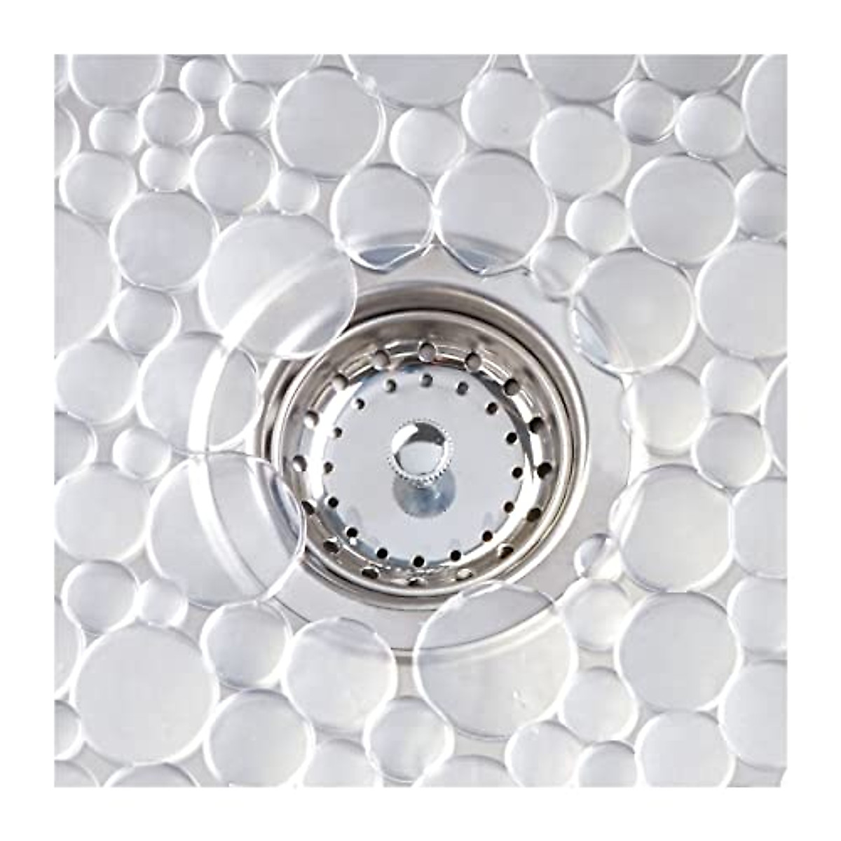 mDesign Adjustable Kitchen Sink Dish Drying Mat/Grid - Soft Plastic Sink Protector - Cushions Sinks, Stemware, Glasses, Dishes - Quick Draining Bubble Design - Large, 15.5" Long, 2 Pack - Clear