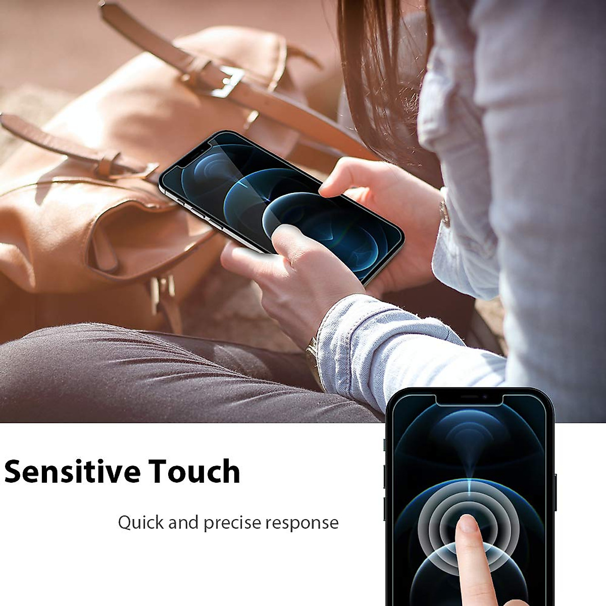 HATOSHI Designed for iPhone 12 Pro Screen Protector 6.1 Inch, 2 Pack Tempered Glass Screen Protector with 2 Pack Camera Lens Protector, HD Clear Installation Tray 9H Hardness Case Friendly