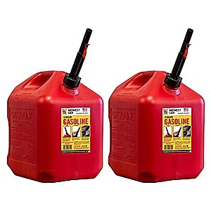 Midwest Can Company 5610 5 Gallon Gas Can Fuel Container Jugs w/ Spout (2 Pack)