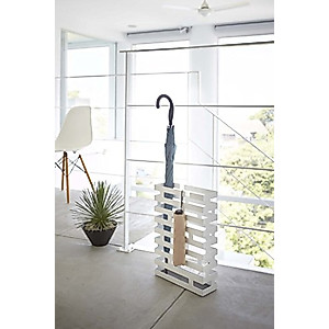 Hang or Stand Wide Modern Umbrella Rack in White Finish