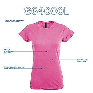 Gildan Women's Softstyle Cotton T-Shirt, Style G64000L, Multipack, Dark Heather (2-Pack), Small