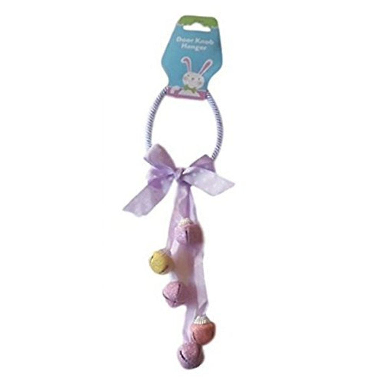 Egg-Shaped Pastel Easter Door Knob Hangers with Bells, 2-12inch Set, 1 Blue and