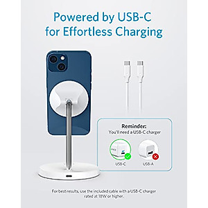 Anker Wireless Charging Stand, PowerWave Select Magnetic Stand Lite with 5 ft USB-C Cable, Charging Stand for iPhone 14 and 13 Series (No AC Adapter)